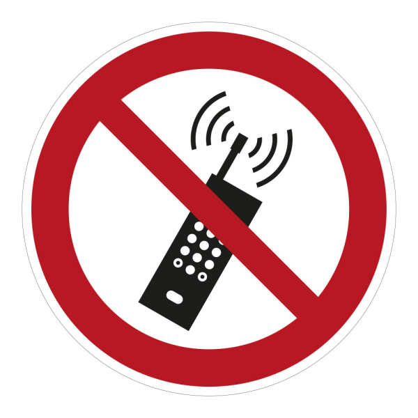 Floor sign - Switched on mobile phones prohibited (ASR A1.3)